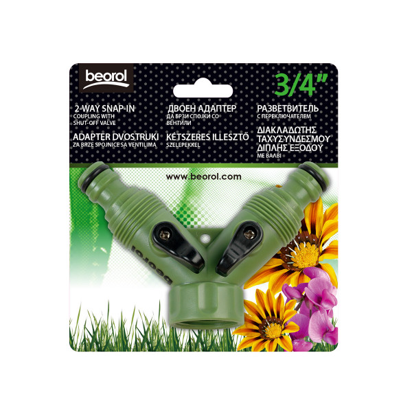 Two-way Snap-in coupling with Shut-off valve 3/4" | Beorol